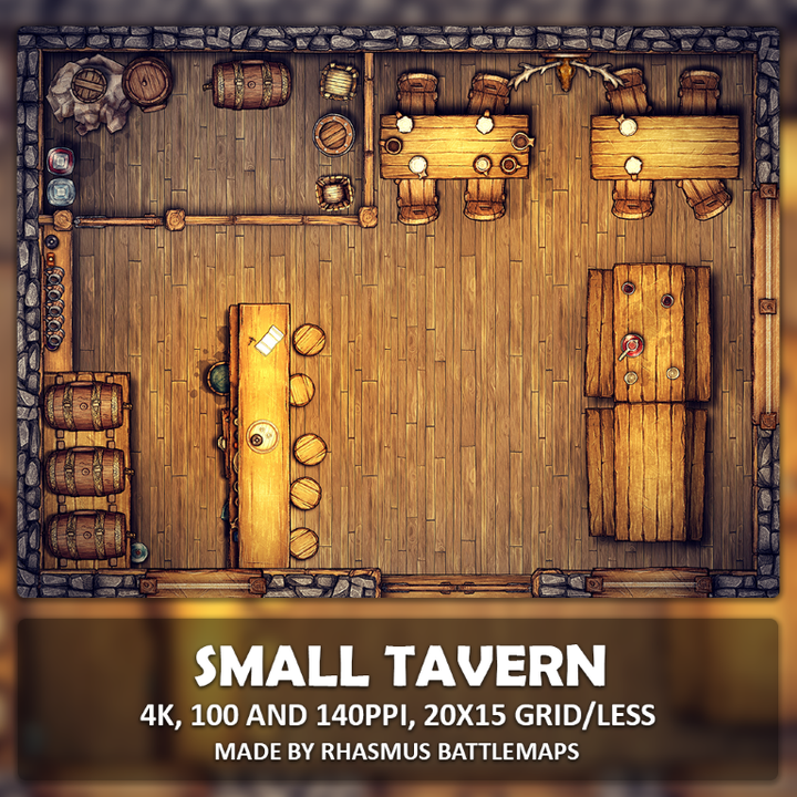 3D Printable Small Tavern Map by Rhasmus Battlemaps